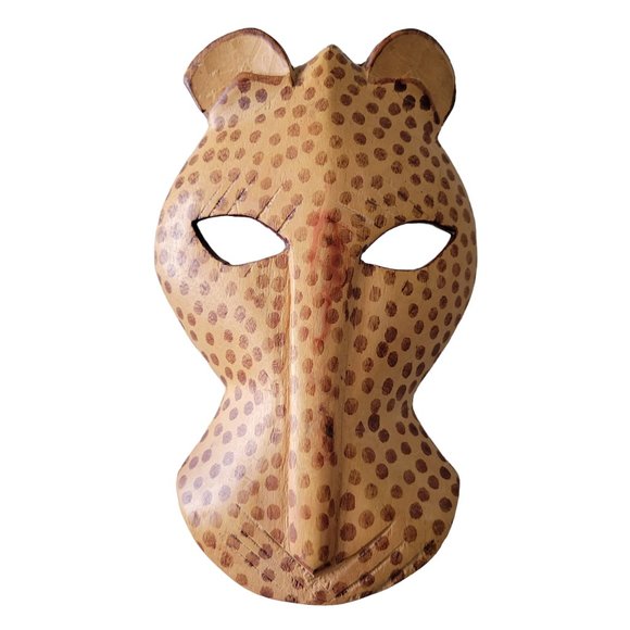 Vintage | Accents | Cheetah Mask Head Hand Carved Wood Painted African ...
